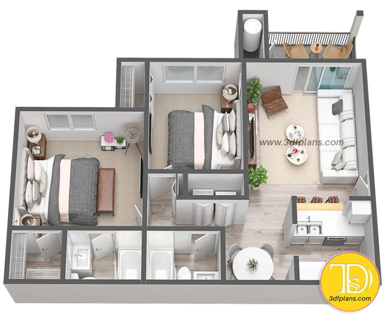 Property 3D Floor Plans - Cielo Boca - 3D Floor Plans